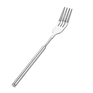 Dimeho Extendable Fork Telescopic Long BBQ Fork with Extendable Handle Stainless Steel Dinner Fork Retractable Tableware Sturdy Durable for Fruit Camping Dessert Up to 25 Inch