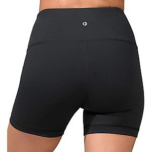 90 Degree By Reflex High Waist Power Flex Yoga Shorts - Tummy Control Biker Shorts for Women - Black 2 Pack - Small