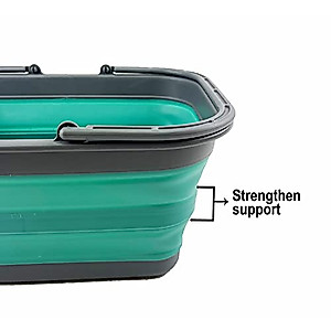 SAMMART 12L (3.17Gallon) Collapsible Tub with Handle - Portable Outdoor Picnic Basket/Crater - Foldable Shopping Bag - Space Saving Storage Container (Purplish Blue +Turquoise Blue)