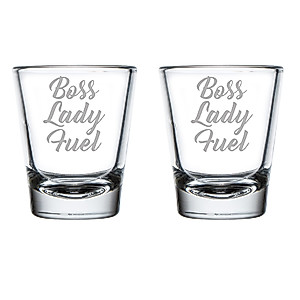 MIP Brand Set of 2 Shot Glasses 1.75oz Shot Glass Boss Lady Fuel
