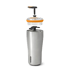 BLACK + BLUM - Insulated Tumbler - 18/8 Stainless Steel Vacuum Insulated Travel Tumbler with Leak Proof, Lockable Lid - Keeps Hot for 6hrs, Cold for 8hrs, Orange - 600ml