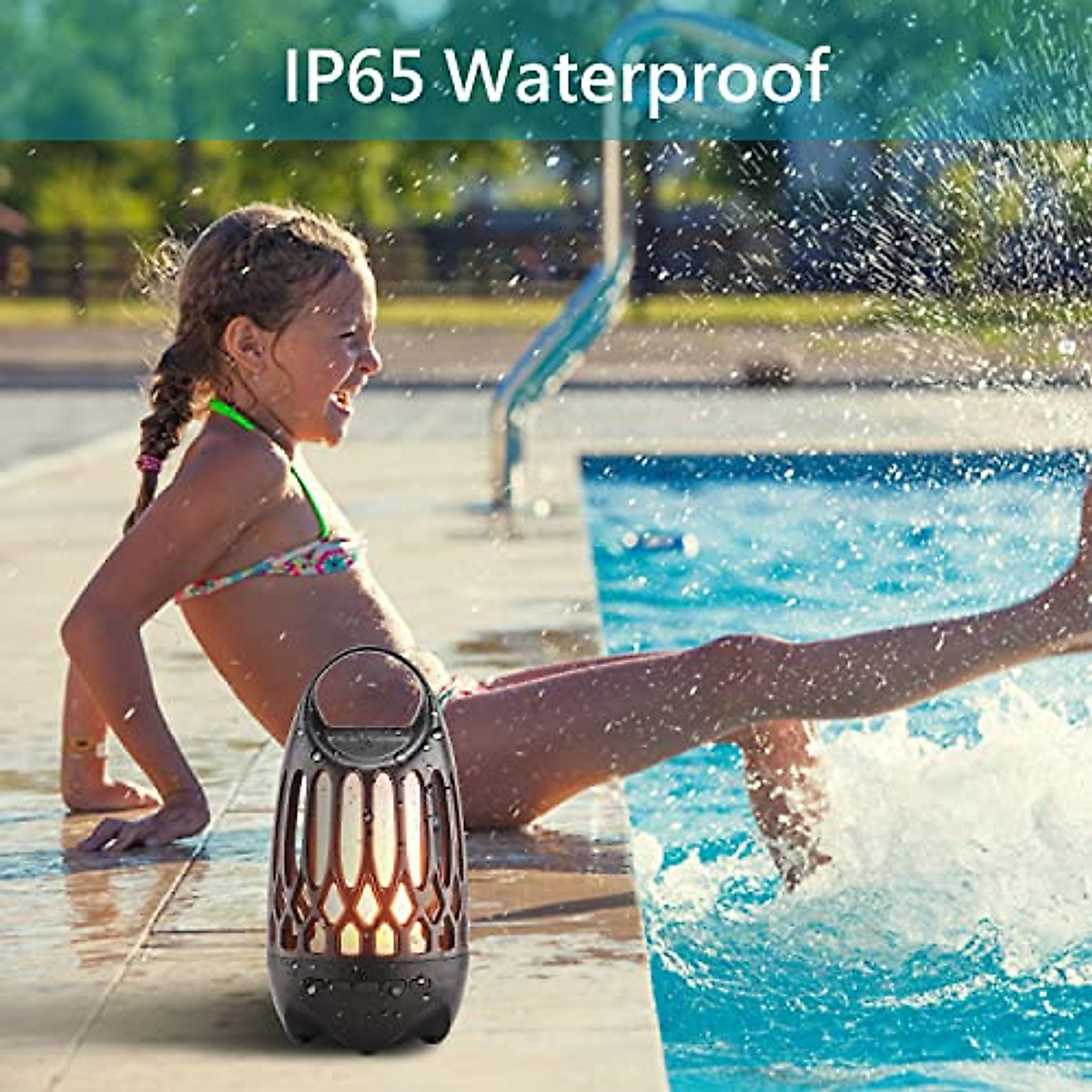 Viiwuu Portable Bluetooth Speakers with LED Flame Light - LED Table Lamp Speaker for Outdoor Atmosphere, Patio, Yard, Party Decor, Gift for Women and Men, Bluetooth 5.0 HD Audio Stereo Speaker