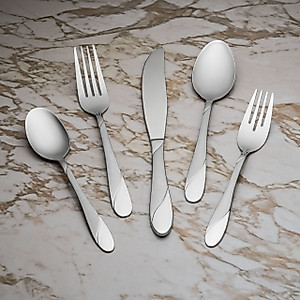 Cambridge Silversmiths Swirl Sand 20-Piece Flatware Silverware Set, Stainless Steel, Service for 4, Includes Forks/Spoons/Knives