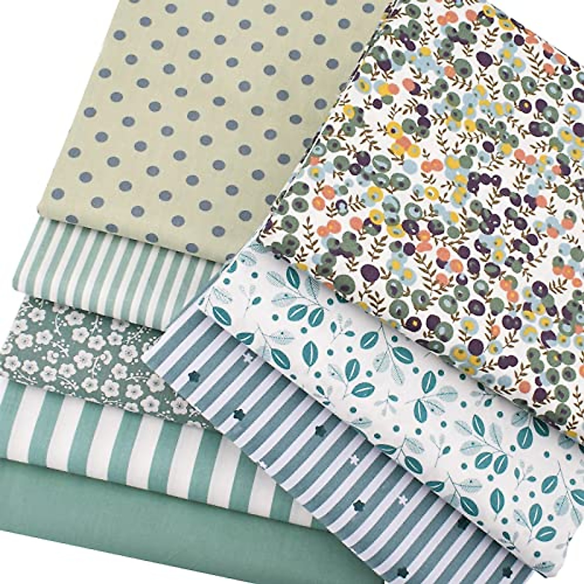 Hanjunzhao Pea Green Color Fat Quarters Fabric Bundles 18 x 22 inch for Quilting Sewing Crafting