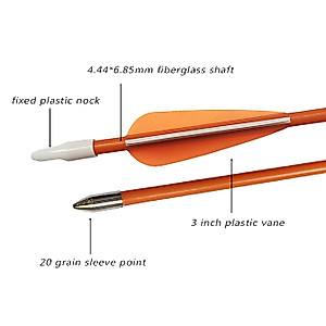 PANDARUS Youth Safetyglass Arrows 28" Fiberglass Archery 26" Target Practice Arrows(Pack of 12) (28 inch Orange)