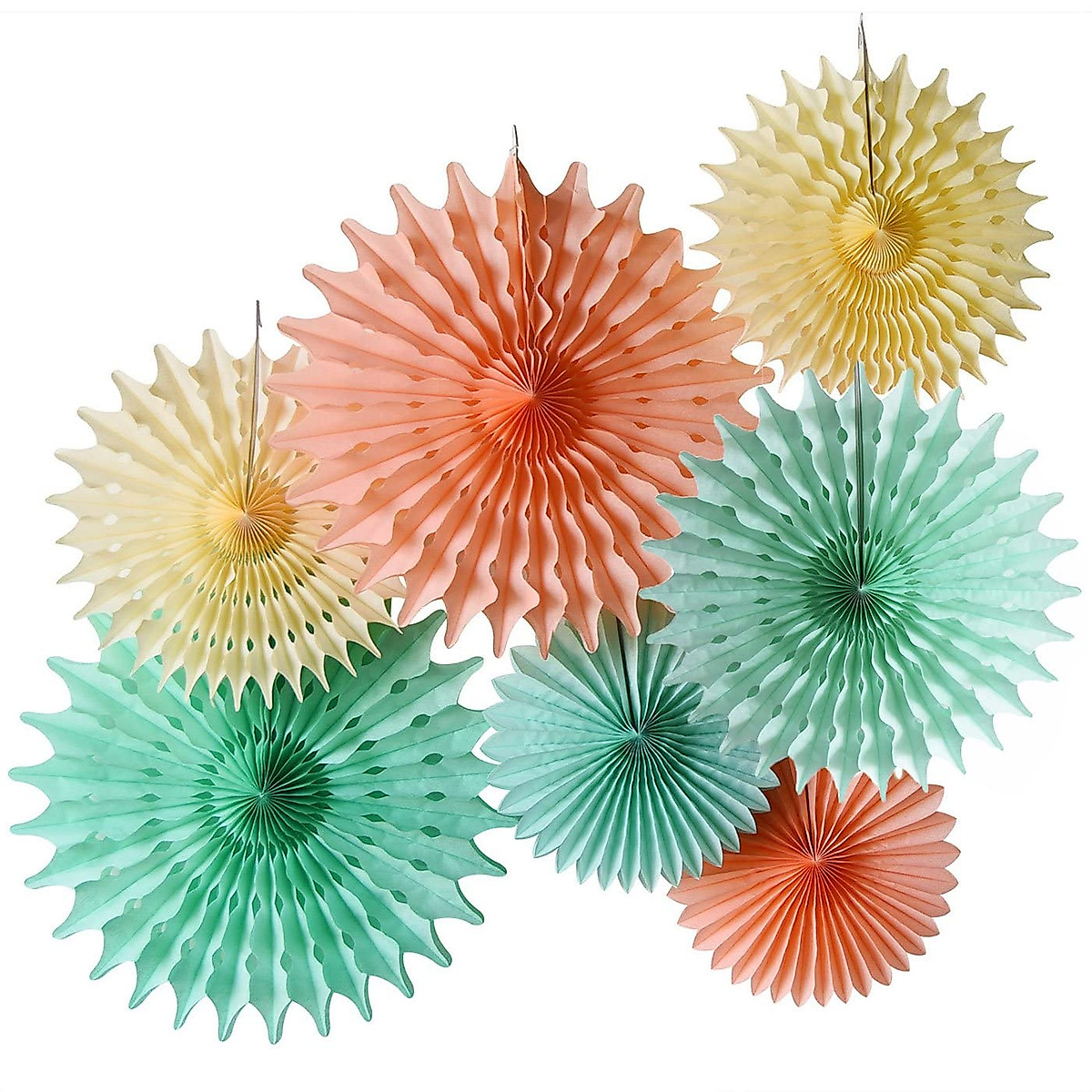Boho Rainbow Party Decorations/Mint Peach Birthday Party Decorations/Mint Peach Baby Shower Decorations/7pcs Tissue Paper Fan Flower/Mint Peach Wedding Bridal Shower/