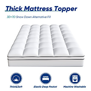 Memory Foam Mattress Topper King 4 Inch, Dual Layer 2 Inch Gel Memory Foam Plus 2 Inch Cooling Pillow Top Mattress Pad with 8-21 Inch Deep Pocket, Comfort Support for Back Pain