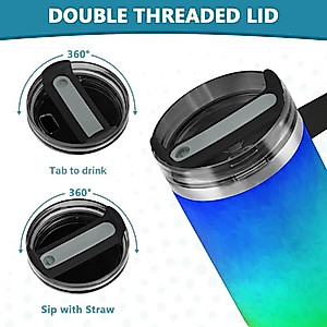 Yasala Car Tumbler with Handle Blurry Rainbow Color Travel Mug Coffee Cup Insulated Beverage Container Mega Cup for Hot Cold Drinking Thermos Water Bottle Cupholder Friendly 40 oz