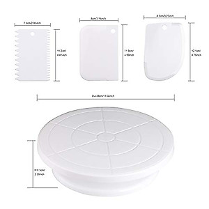 Cake Decorating Turntable,Cake Decorating Supplies with Decorating Comb/Icing Smoother(3pcs),2 Icing Spatula with Sided & Angled …