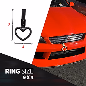 Kei Project JDM Tsurikawa Ring Japanese Subway Train Bus Handle Hand Strap Drift Charm Bosozoku (Heart: Black)