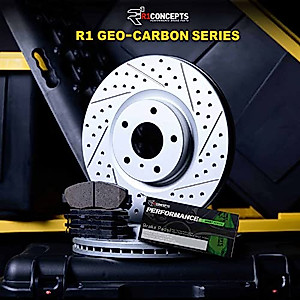 R1 Concepts Front Brakes and Rotors Kit |Front Brake Pads| Brake Rotors and Pads| Peformance Sport Brake Pads and Rotors ||fits 2005-2020 Subaru Impreza, WRX, WRX STI