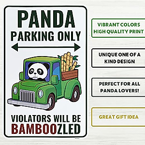 Venicor Panda Sign - 9 x 14 Inches - Aluminum - Panda Gifts for Girls Women - Panda Bear Room Decor Wall Art Stickers Stuff