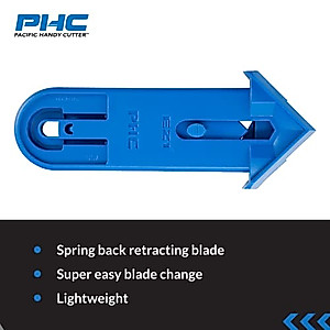 Pacific Handy Cutter EZ1 Ambidextrous Spring Back Safety Cutter, Self-Retracting Box Cutter