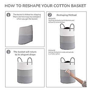 CHICVITA Large Baby Laundry Basket, Clothes Hamper for Nursery, Bedroom, Living Room, Bathroom, Tall Storage Basket for Clothes, Blankets, Towels, Toys, 15 x 20 inches, Grey, 58L