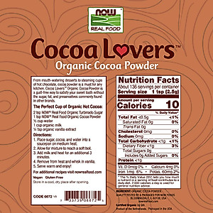 NOW Foods Organic Cocoa Powder, Unsweetened-12 oz