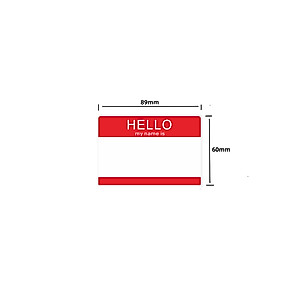 Hybsk Hello My Name is Red Name Tag Identification Stickers 3-1/2” x 2-3/8” Total 200 Labels Per Roll (Red)