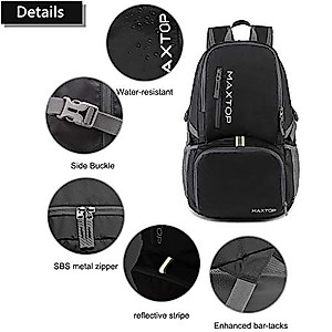 MAXTOP 30/40L Lightweight Packable Backpack for Hiking Traveling Camping Water Resistant Foldable Outdoor Travel Daypack (Black 50L, 50L)