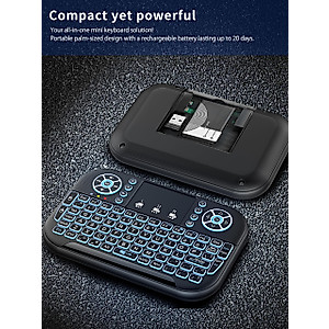 GECENinov Mini Wireless Touchpad Keyboard, Portable , 7 Colors RGB Backlit , 2.4G Rechargeable Remote Controller Mouse Combo, Compatible with PC, Laptops, Smart TVs, Gaming