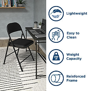 COSCO SmartFold® Fabric Folding Chair, 4-Pack, Black