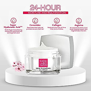 Hada Labo Tokyo Skin Plumping Gel Cream with Super Hyaluronic Acid & Collagen - 24 Hour Moisture & visible Line Plumping Fragrance & Paraben Free Non-Comedogenic (Packaging May Vary), 1.76 Fl Oz