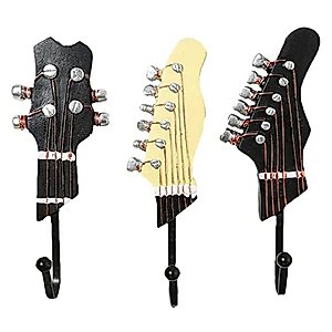 SEWACC Guitar Hook 3pcs Living Guitar Room Hooks Coat Shaped Resin Rack Bedroom Robe Wall Decorative for Vintage Hanger Guitar Hanger