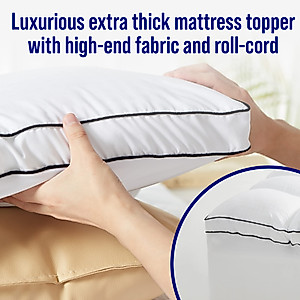 HYLEORY Twin XL Size Mattress Topper for Back Pain, Extra Thick Cooling Mattress Pad Cover, Down Alternative Overfilled Plush Pillow Top with 8-21 Inch Deep Pocket