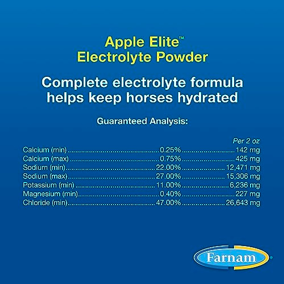 Farnam Apple Elite Horse Electrolyte Powder, Replaces minerals lost in sweat during exercise, extreme weather & stressful conditions, 5 lb., 40 day supply