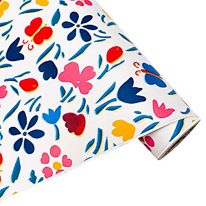 SimpleLife4U Colorful Butterfly Floral Contact Paper Peel & Stick Shelf Liner 17.7 Inch By 9.8 Feet