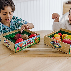 Melissa & Doug Play-Time Produce Fruit (9 pcs) and Vegetables (7 pcs) Realistic Play Food,Orange