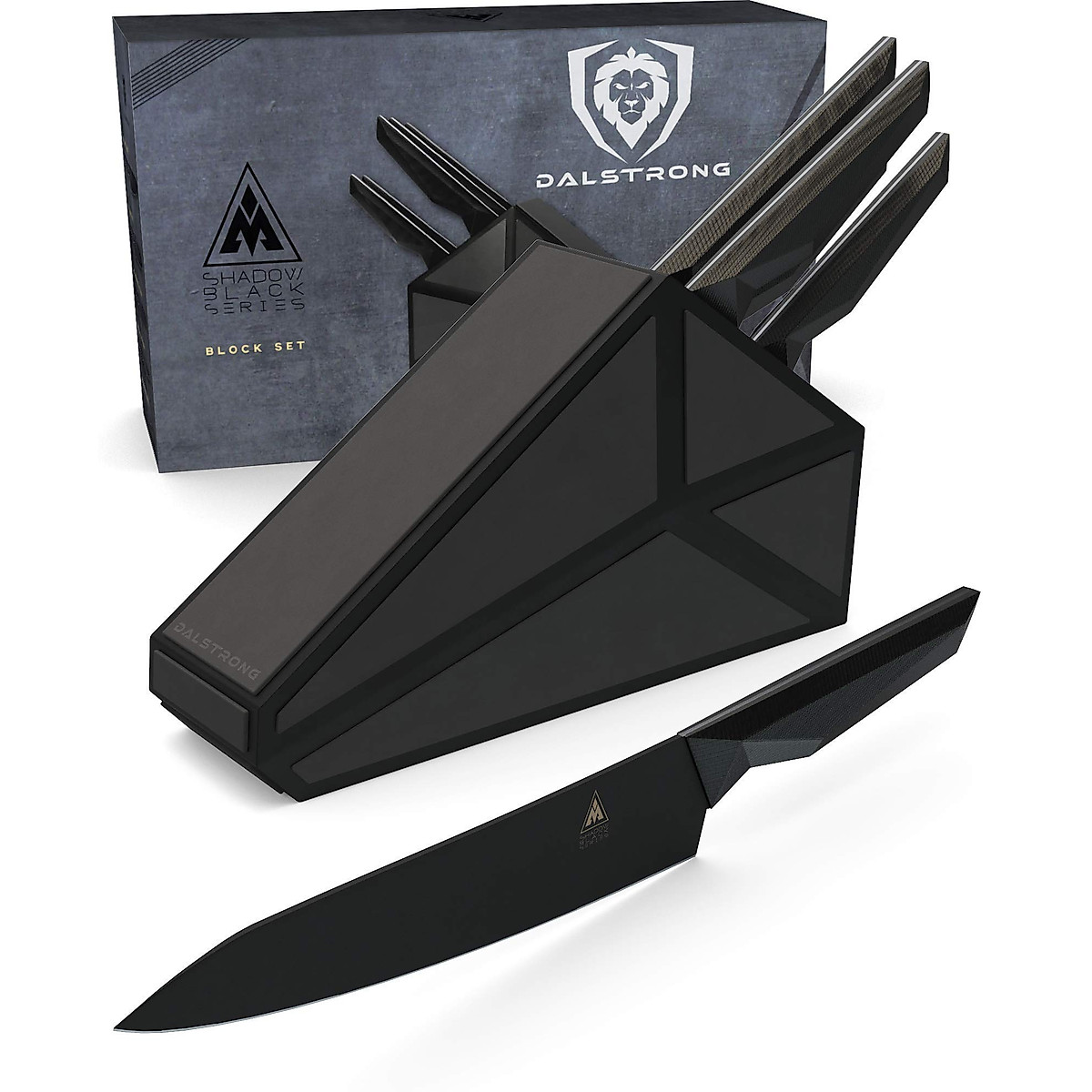 The Shadow Black Series 5-Piece Knife Block Set Bundle with The Shadow Black Series 4-Piece Steak Knife Set