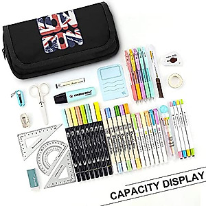 I Love London UK Flag Pencil Case with Two Large Compartments Pocket Big Capacity Storage Pouch Pencil Bag for School Teen Adult
