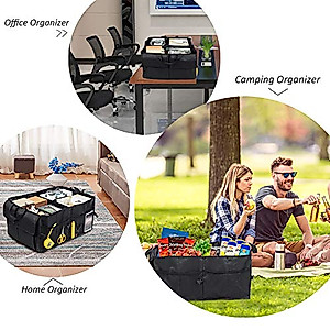 JiatuA Car Trunk Organizer, Trunk Organizer for SUV, 8 Pocket Backseat Trunk Organizer, Waterproof, Dust-proof, Durable Foldable Cargo Net Storage for More Trunk Space with Adjustable Straps, Black