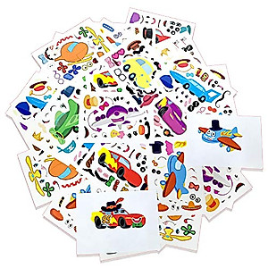 36 PCS Make a Face Stickers, Make Your own Stickers, Car and Airplane Sticker for Kids, Stickers as Gift of Festival, Reward, Birthday, Party Favor, Art Craft, Kids Party Favors