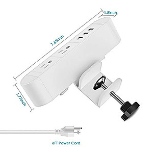 Desk Clamp Power Strip,The Clamp Edge Mount Power Center,Aluminum Alloy Fireproof Desktop Power Socket,Desktop Charging Station(White) (2AC & 3 USB)