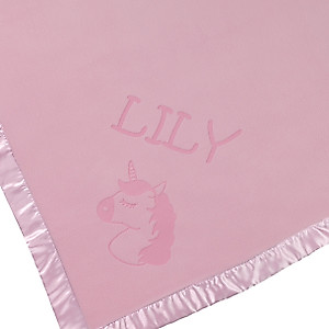 Custom Catch Personalized Unicorn Baby Blanket - Gift for Girl - Newborn or Infant - Pink