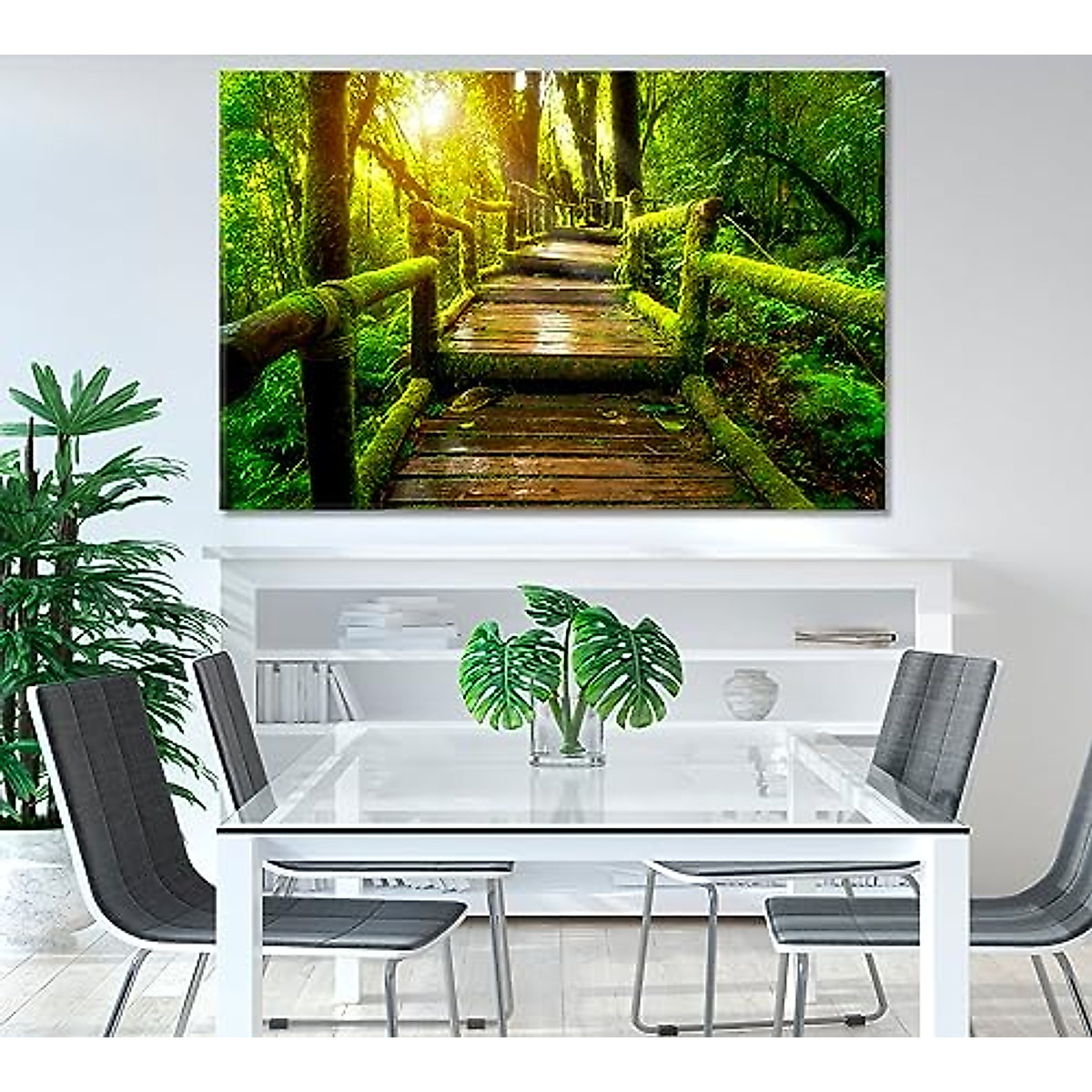 Old Wooden Bridge in Doi Inthanon National Park Thailand Canvas Print 3 Panels / 36x24 inches