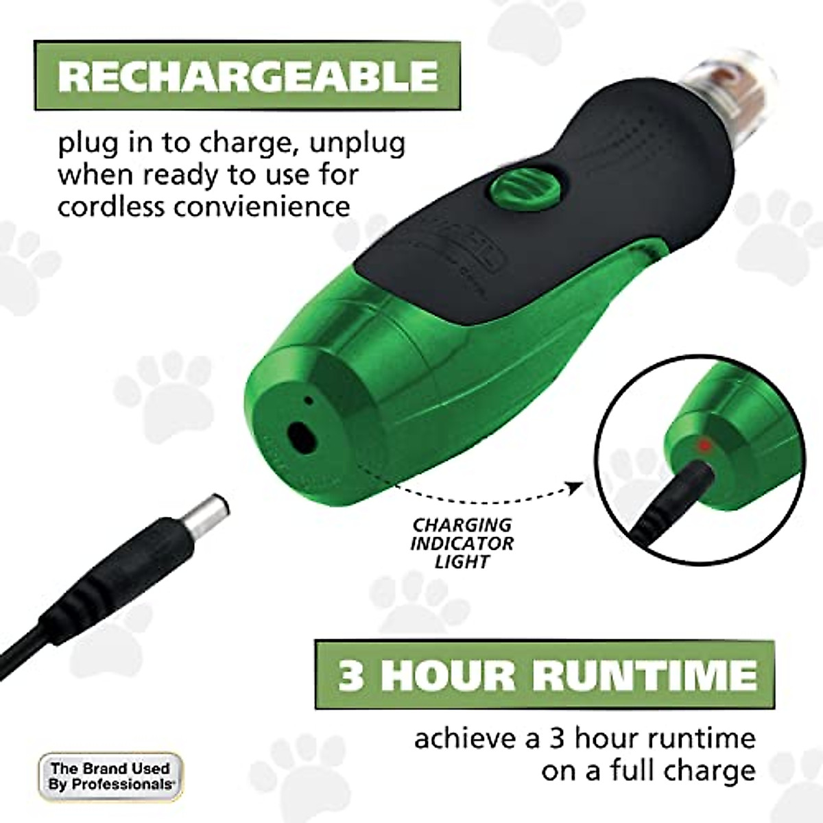 Wahl Lithium Ion Rechargeable Dog Nail Grinder with Concave Rounding Tip and Nail Guard for Increased Safety and Precise Nail Grinding, 3 Hour Run Time - 5975