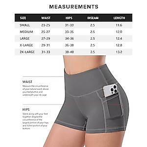 CHRLEISURE Spandex Yoga Biker Shorts with Pockets for Women, 3'' / 5'' / 8'' Workout Booty Shorts(3'' Black,Gray,Navy,Burgundy, S)