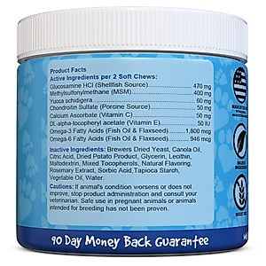 Well Loved Glucosamine for Dogs - Joint Supplement for Dogs, Made in USA, Vet Developed, Dog Joint Supplement, Glucosamine Chondroitin for Dogs, Advanced Hip and Joint Chews with MSM, Pain Relief, 120