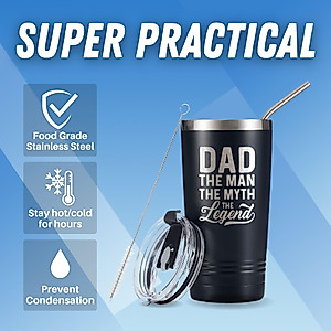Onebttl Dad Legend Tumbler, The Man The Myth The Legend Gifts for Father's Day, Birthday, Christmas from Daughter, Son, Wife, Stainless Steel Travel Mug 20oz
