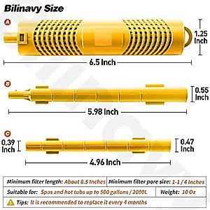 Bilinavy Spa in-Filter Mineral Sticks Parts for Hot Tub Filter Cartridge, Last for 4 Months, Yellow, 4PCS