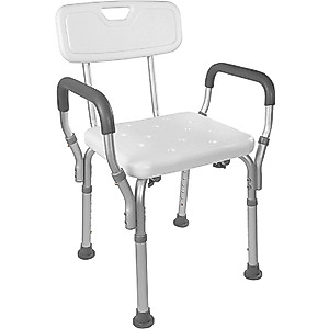 Vaunn Shower Chair Bath Seat with Padded Arms, Removable Back and Adjustable Legs and Vaunn Raised Toilet Seat and Elevated Commode Booster Seat Riser Bundle