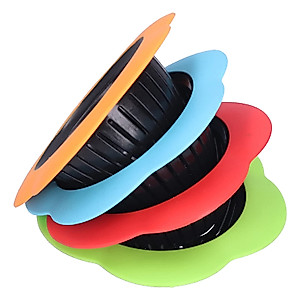 4Pcs Silicone Kitchen Sink Strainer, Hair Catcher Silicone Shower Drain Covers Kitchen Drain Filter Basket Pouring Strainers for Bathroom Bathtub and Kitchen, 4.4" Diameter