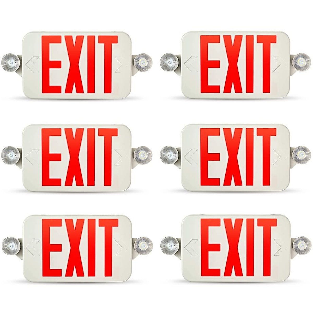 Ciata Lighting Emergency Exit Lights with Battery Backup - High Visibility Fire Exit Signs - Universal Emergency Lights for Business or Residential - Rechargeable Exit Sign Battery Included - 6 Pack
