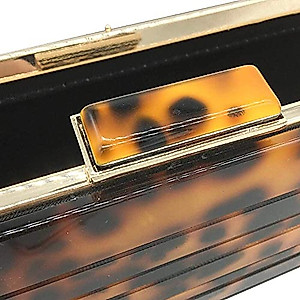Boutique De FGG Leopard Women Acrylic Clutch Purse Evening Bags Fashion Party Dinner Shoulder Handbags (Medium,Leopard)