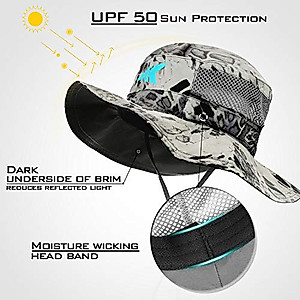 KastKing Sol Armis UPF 50 Boonie Hat - Sun Protection Hat, Fishing Hat - Breathable Fabric - Comfortable - Prym1 Camo,Silver Mist
