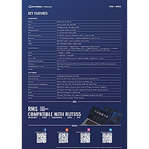 Teltonika RUT955K031Y0 Model RUT955 Industrial Cellular Router; Dual SIM; 4G LTE (Cat 4), 3G, 2G Connectivity; for use with Verizon; Auto Failover; Auto APN; Up to 100 Wi-Fi Users