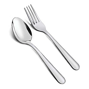 Unokit 48-piece Forks and Spoons Set, Stainless Steel Silverware Set, Mirror Polished, Spoons and Forks Set for Restaurants/Hotels/Canteens/Cafeteria, Dishwasher Safe