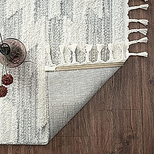 LUXE WEAVERS Ibiza Collection 8068 Grey 8x10 South Western Fringe Geometric Area Rug for Living Room, Bedroom, Dining Area