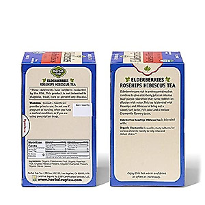 Herbal Cup Ayurveda Elderberries Tea, Organic Rosehips Hibiscus, No Caffeine Herbal Supplement (16 Count, Pack of 1)